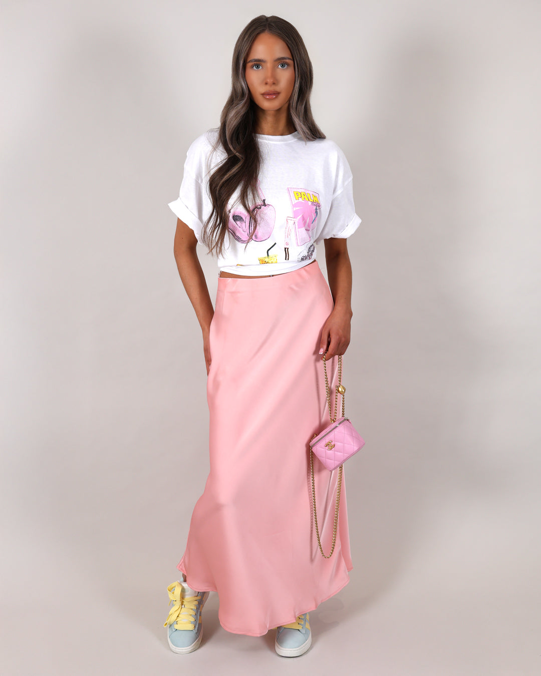 ELLA Long Satin Skirt Pink | Gypsabella – GYPSABELLA